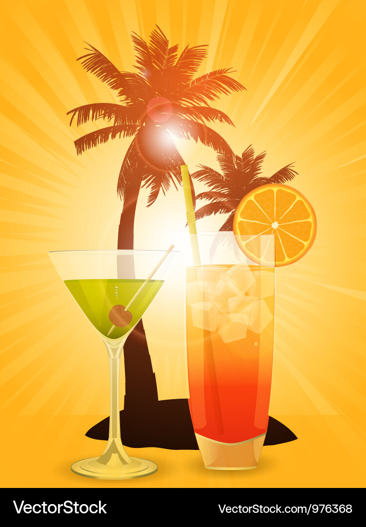 Tropical cocktails Royalty Free Vector Image - VectorStock