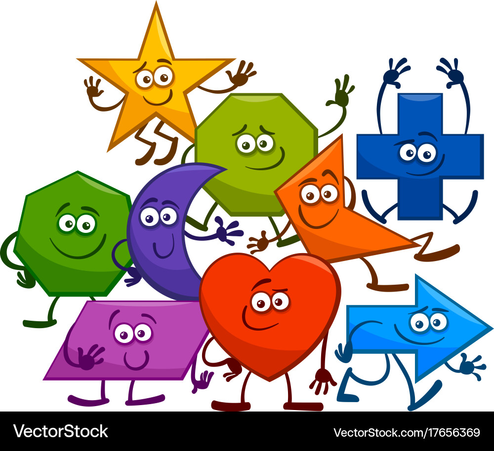 Cartoon geometric shapes characters Royalty Free Vector