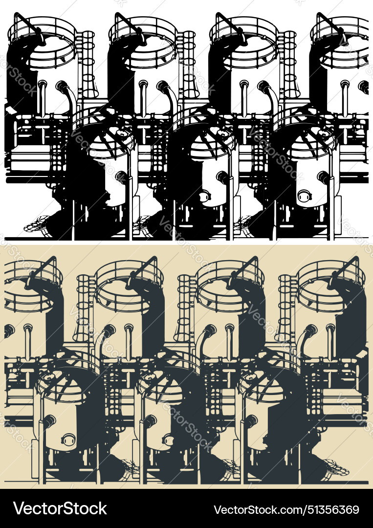 Chemical production tanks close up Royalty Free Vector Image