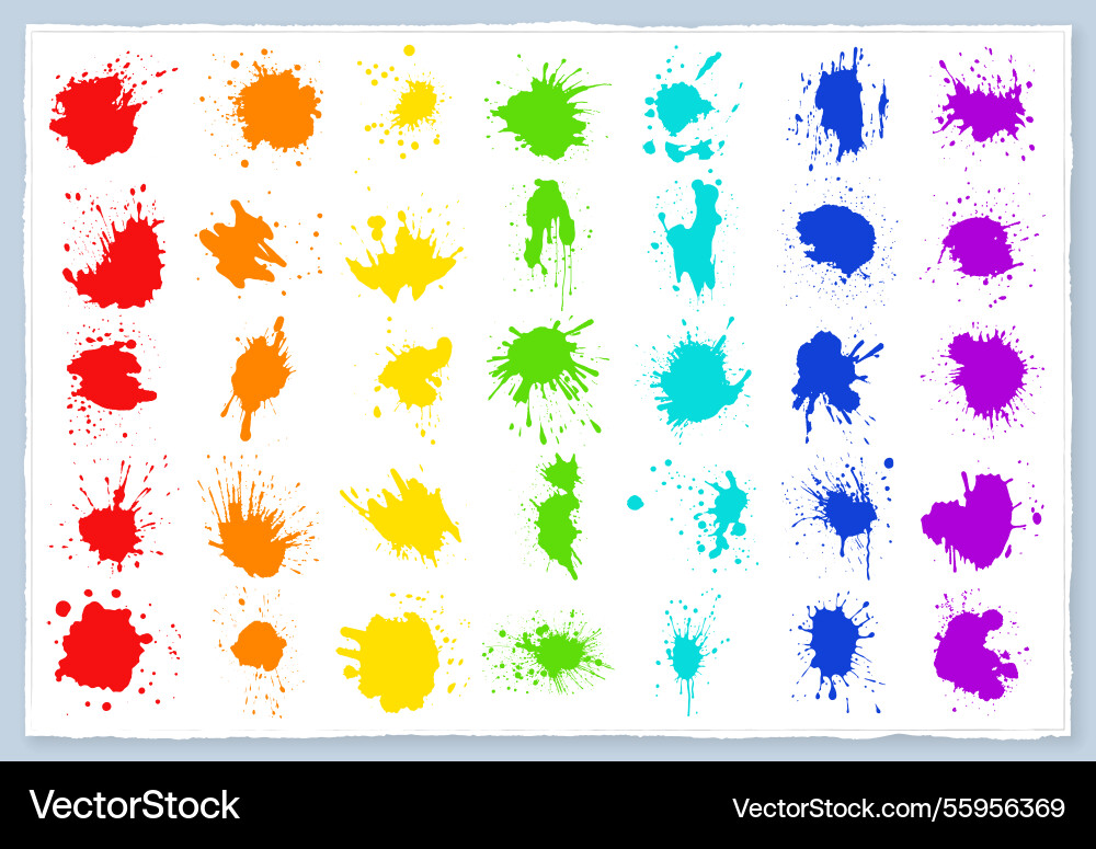 Colorful ink drops and paint splashes hand drawn Vector Image