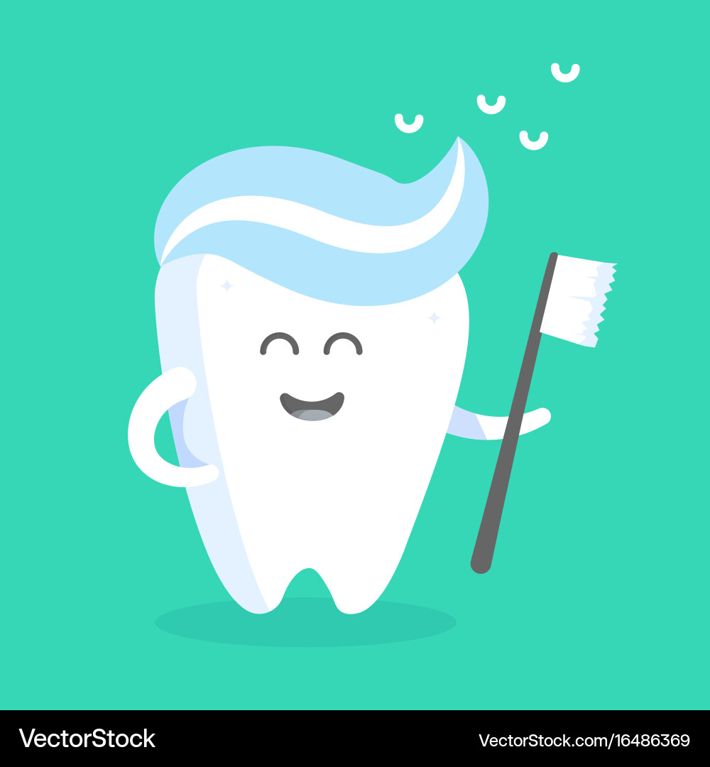 Cute cartoon tooth character with face eyes Vector Image