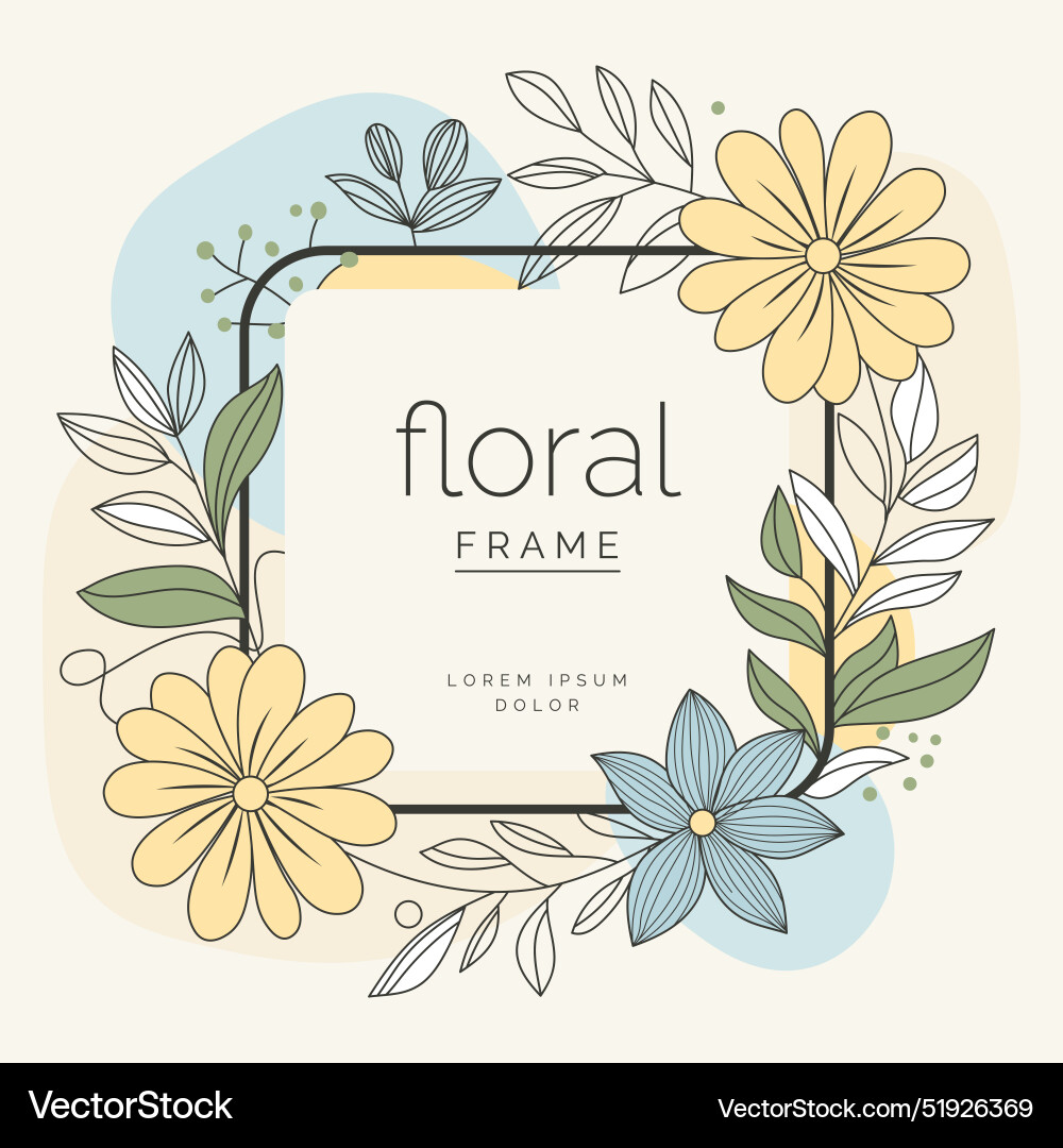 Hand drawn floral frame with flowers branch Vector Image