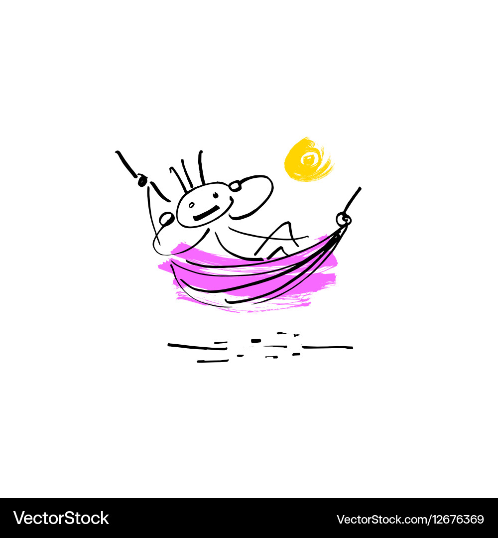 Sketch doodle human stick figure resting Vector Image