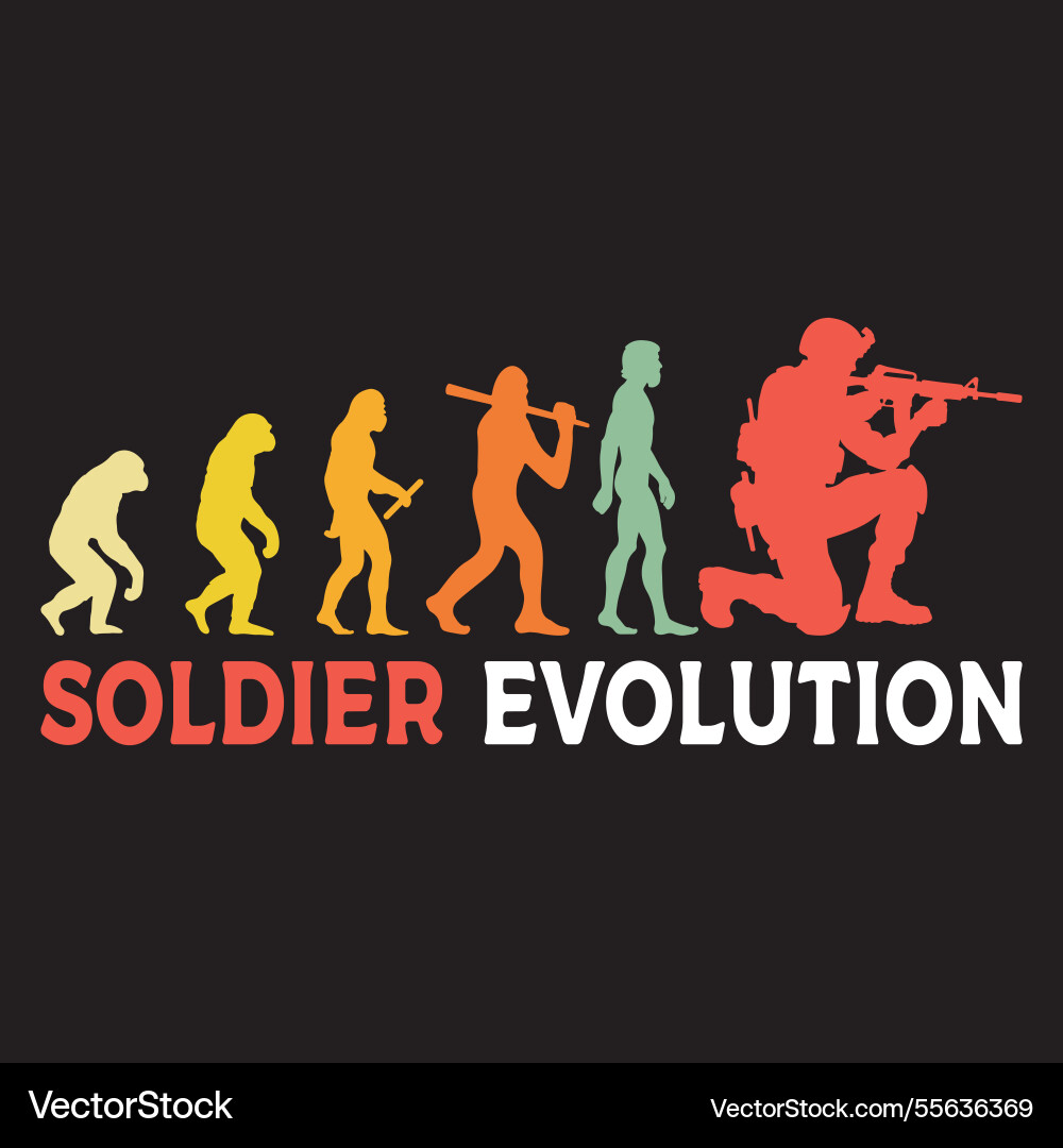Soldier evolution t-shirt design Royalty Free Vector Image