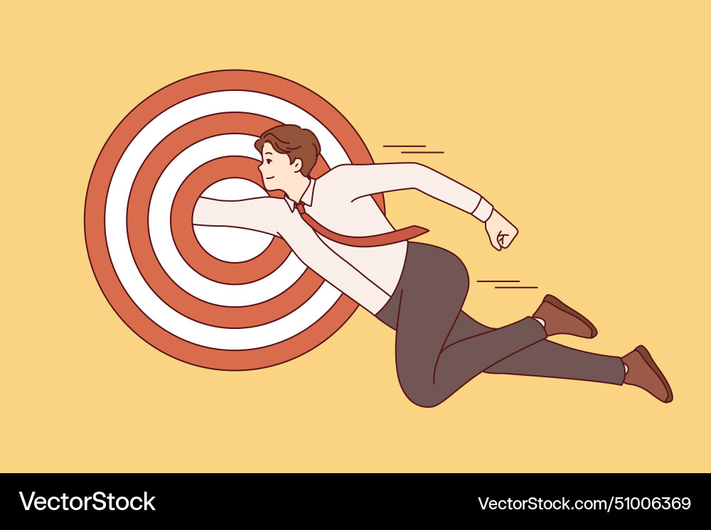 Super businessman flies into target with precision