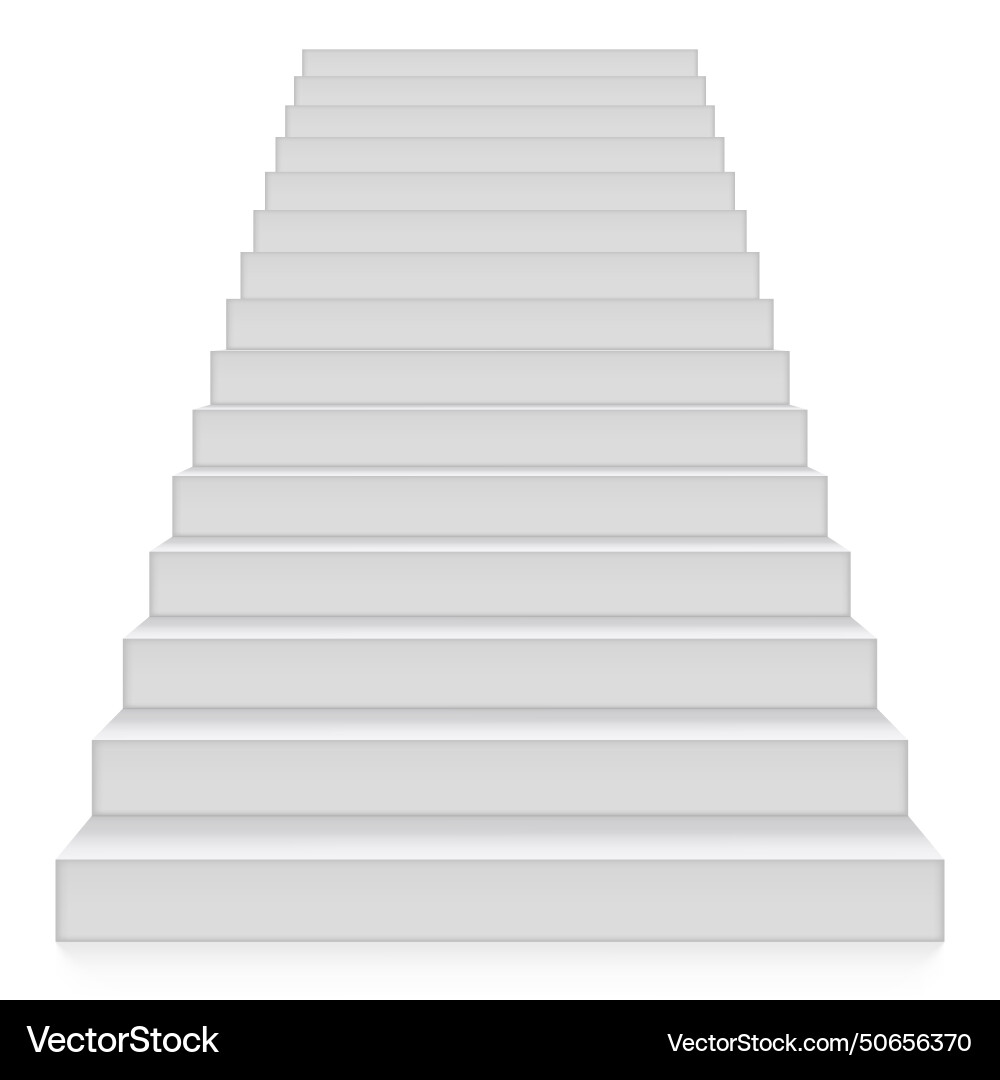 3d white staircase isolated on front view Vector Image
