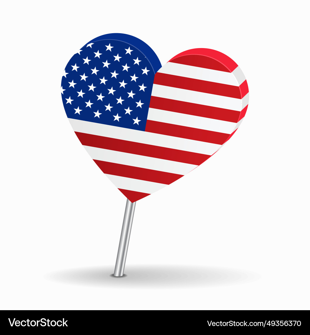 American flag heart-shaped map pointer layout Vector Image