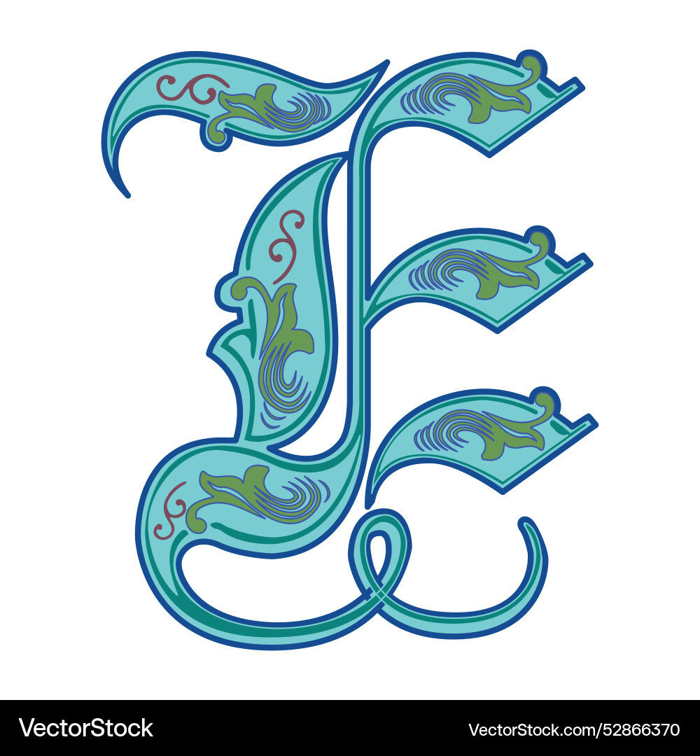 Art royal initial caps font capital letter e Vector Image