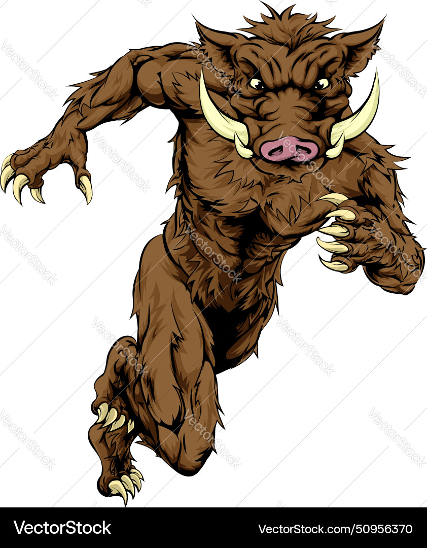 Boar character running Royalty Free Vector Image