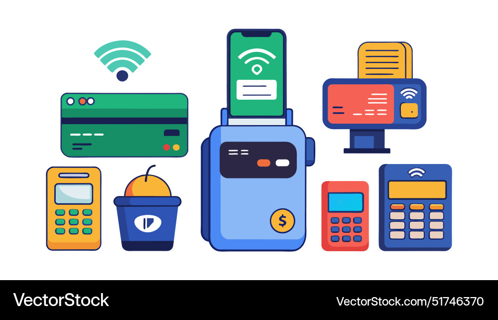 Contactless payment devices collection set Vector Image