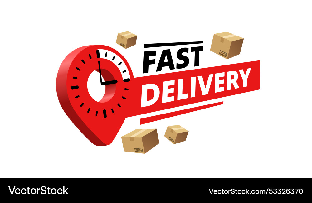 Fast delivery express service label emblem Vector Image