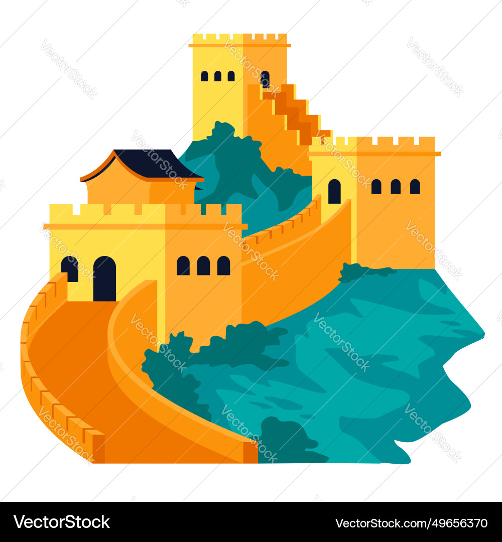 Great wall of china - flat design style single Vector Image