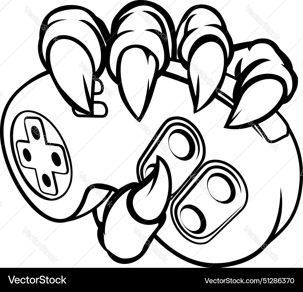 Monster or animal claws holding games controller Vector Image
