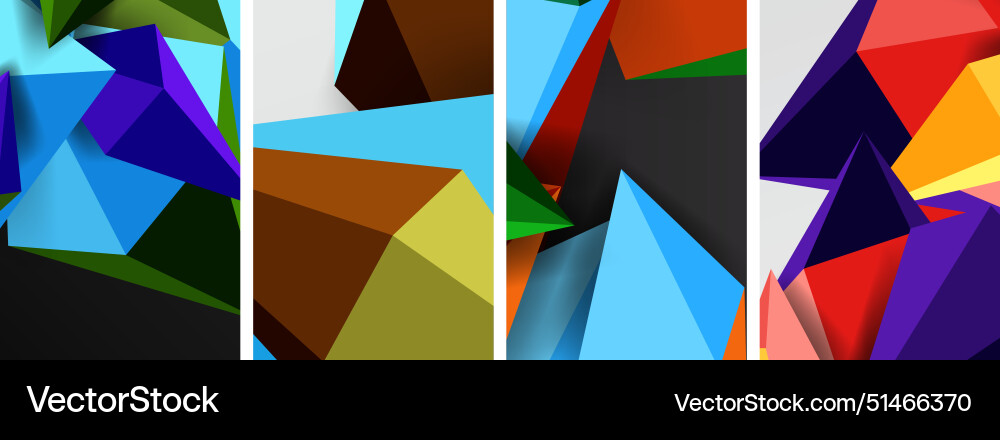 Set of triangle geometric low poly 3d shapes Vector Image