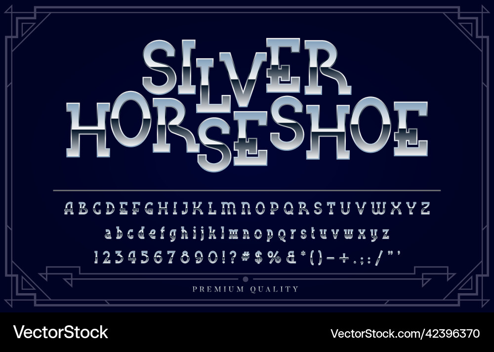 Silver or chrome metallic font set letters Vector Image