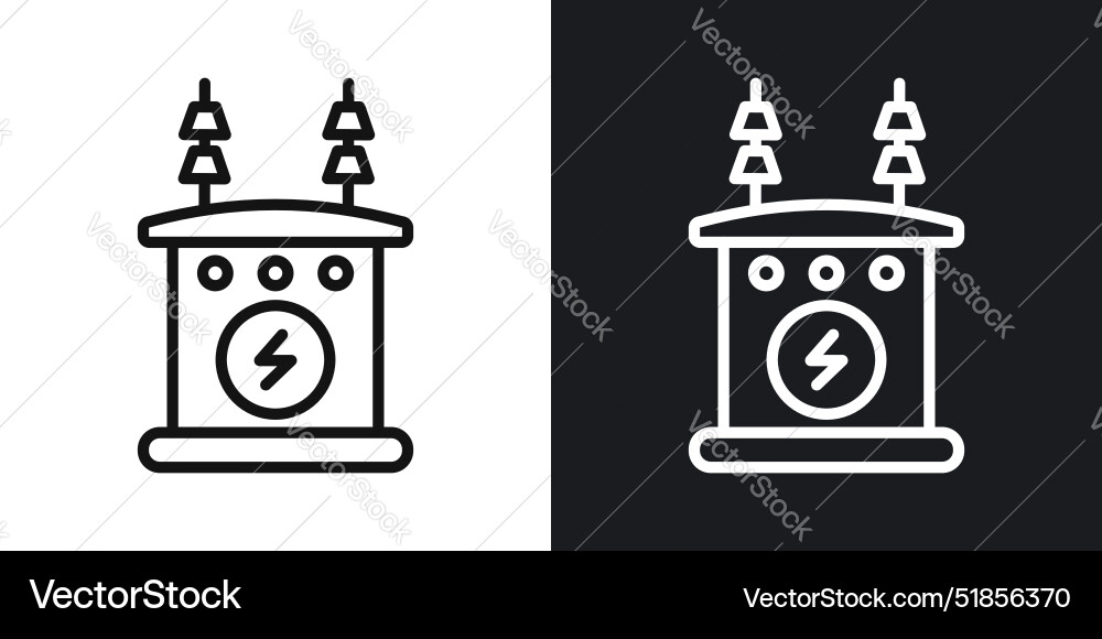 Transformer icon set in black and white outlines Vector Image