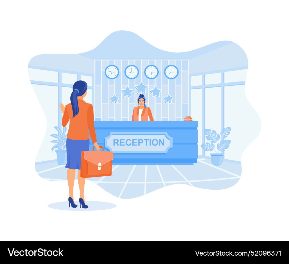 A female guest with briefcase was standing Vector Image
