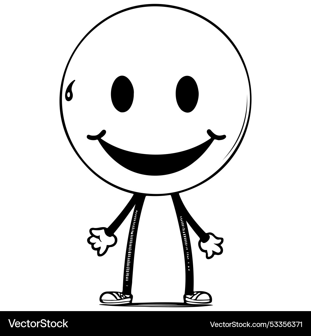 Cartoon smiley face isolated hand drawn line Vector Image