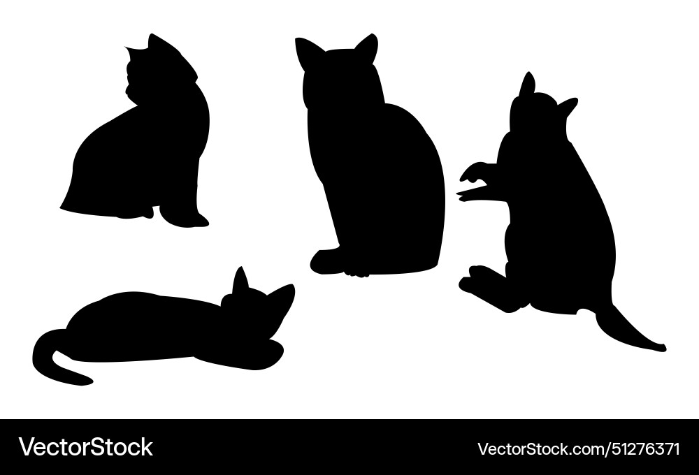 Cat and silhouette design collection Royalty Free Vector