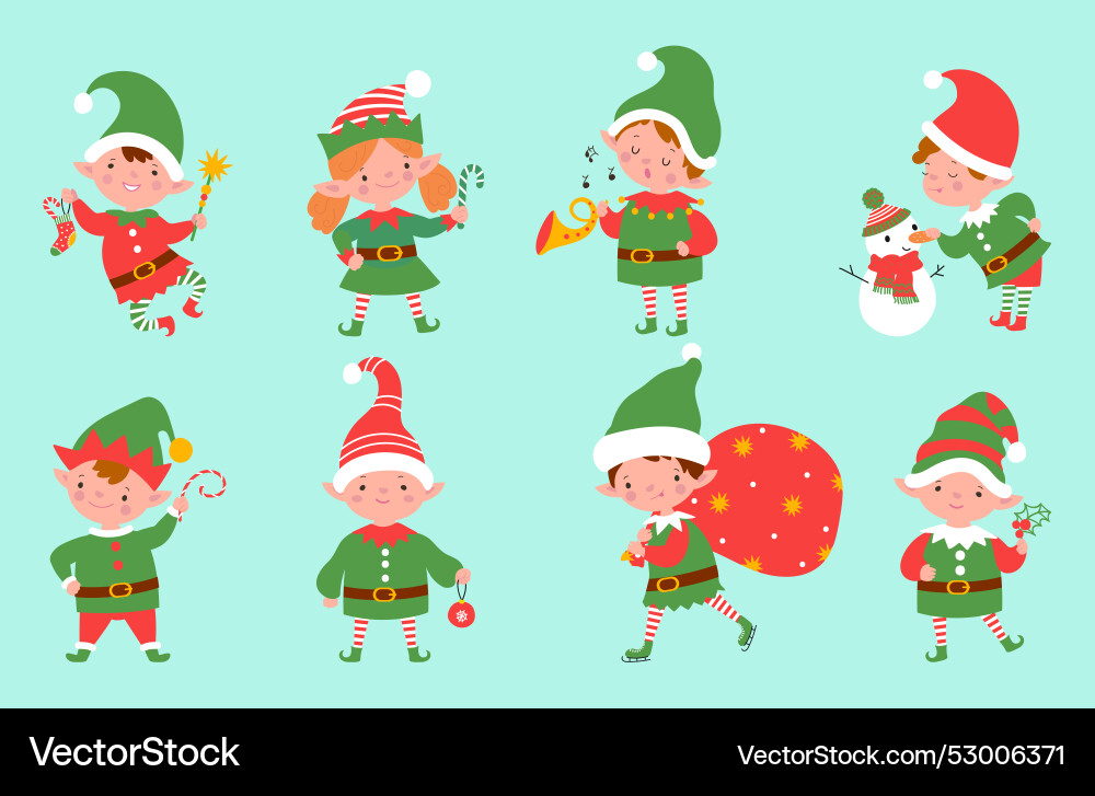 Christmas elf working holidays season elves Vector Image