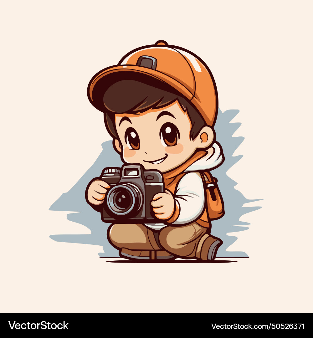 Cute boy with camera of a little Royalty Free Vector Image