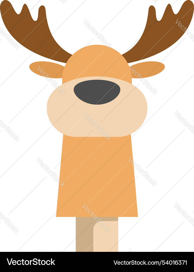 Cute cartoon reindeer hand puppet smiling on white