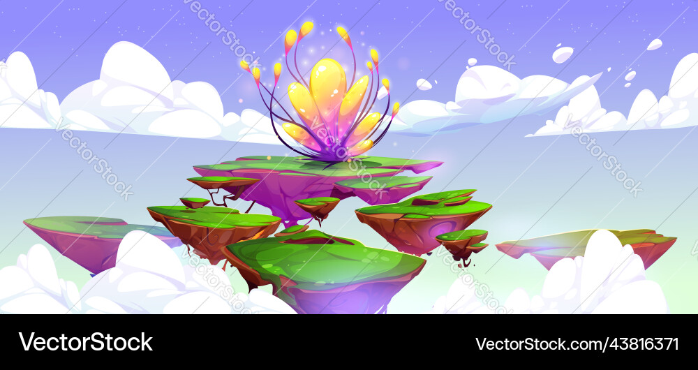 Fantasy flower on alien planet landscape Vector Image