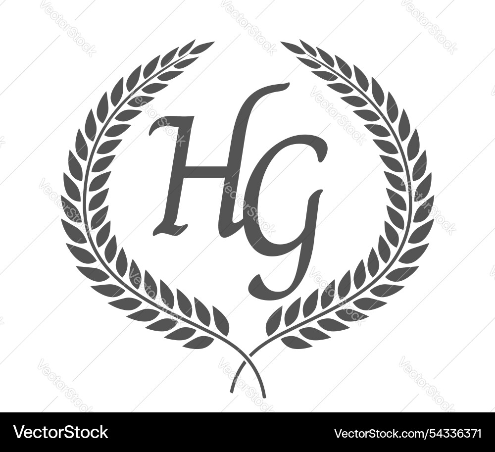 Initial letter h and g hg monogram logo design Vector Image
