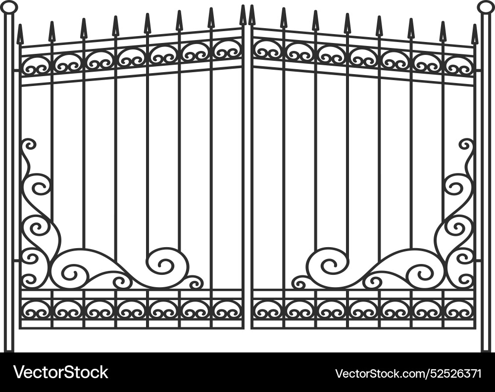 Ornate gates wrought ironwork lattice decorative Vector Image