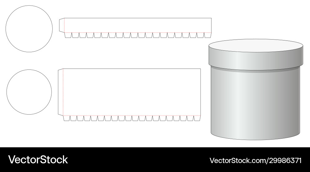 Round Box and Lid Die Cut Template – Royalty-Free Vector | VectorStock