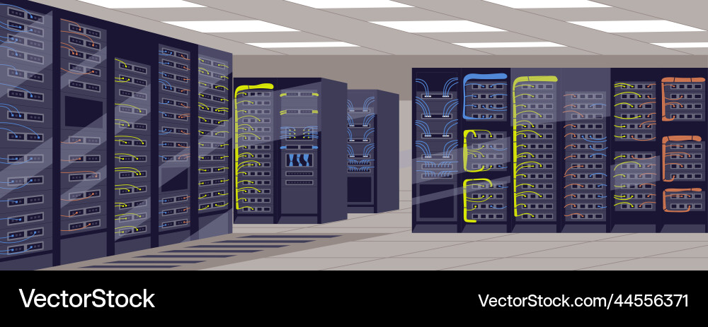 Server room with racks equipment cabinets Vector Image