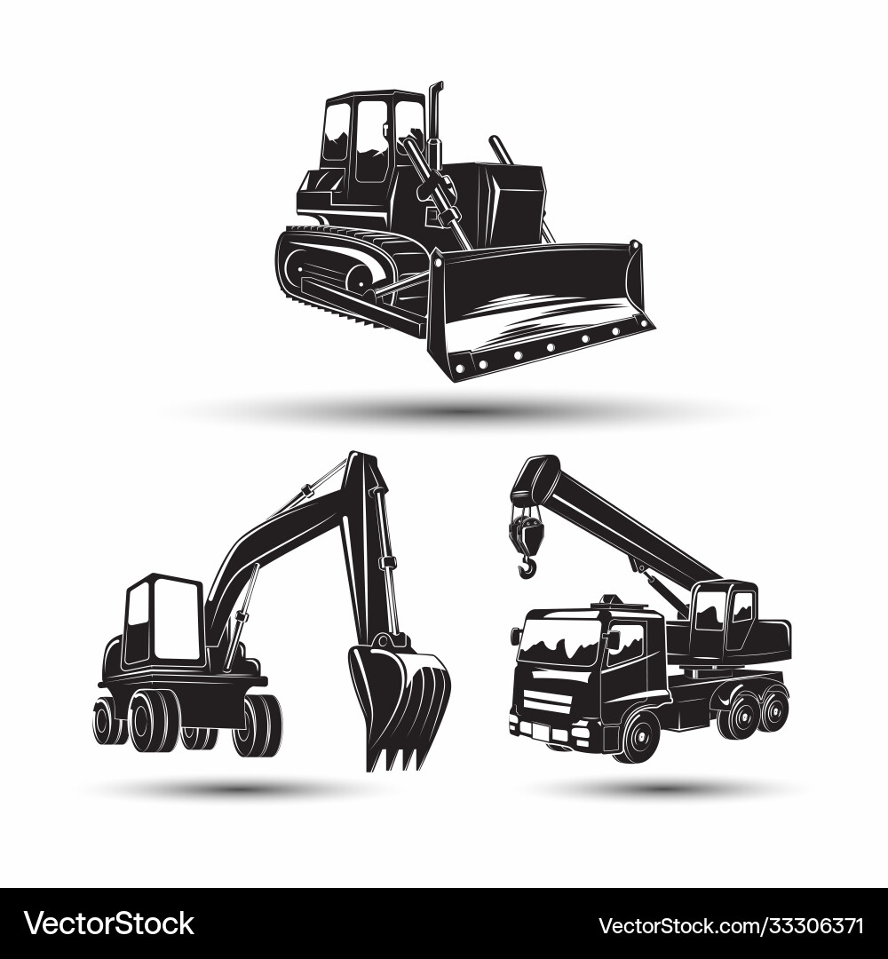 Set heavy building machines Royalty Free Vector Image