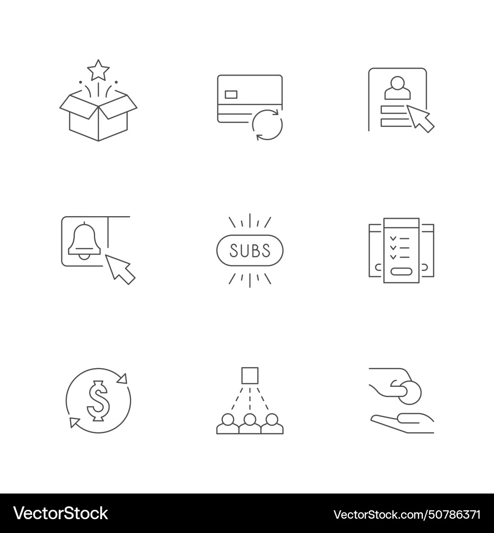 Set line icons of subscription Royalty Free Vector Image