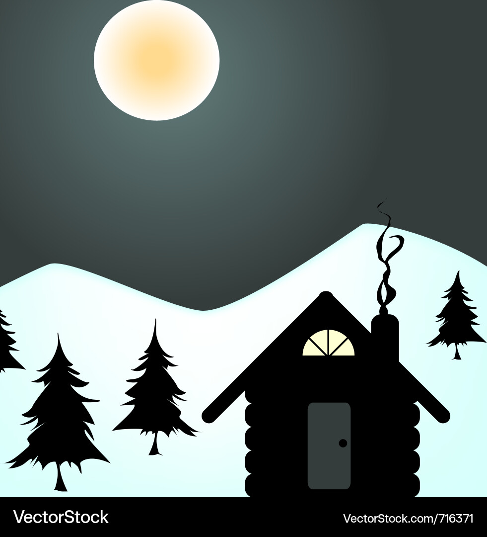 Winter night in cabin Royalty Free Vector Image