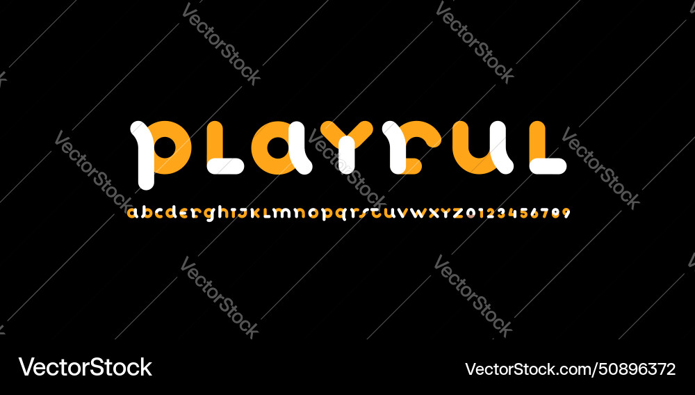 Alphabet playful font round letters and numerals Vector Image