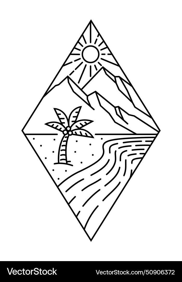 Beautiful nature line art Royalty Free Vector Image