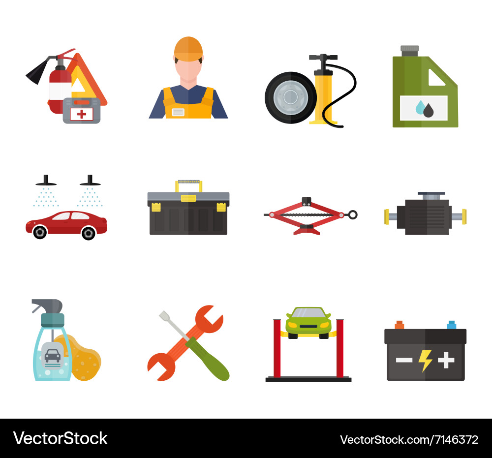 Car service repair icons set Royalty Free Vector Image