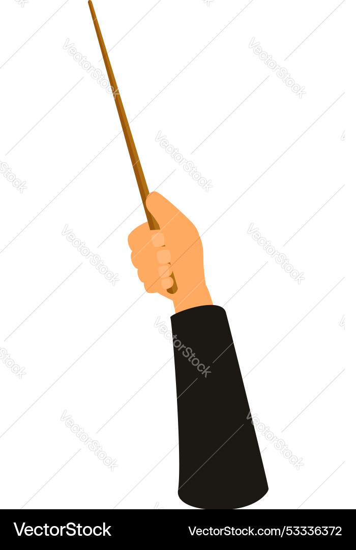 Hand holding a wooden pointer stick on white Vector Image