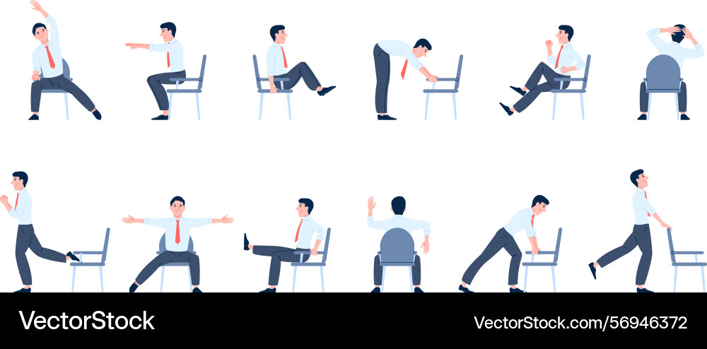 Office chair yoga manager workout at working Vector Image