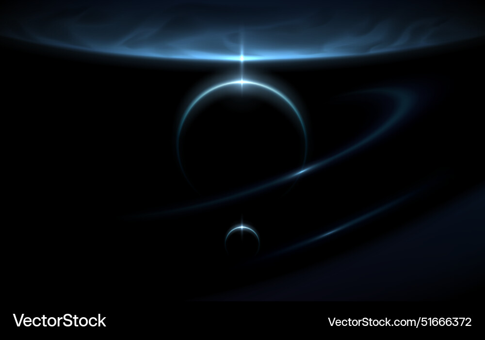 Planets light effect on black background Vector Image