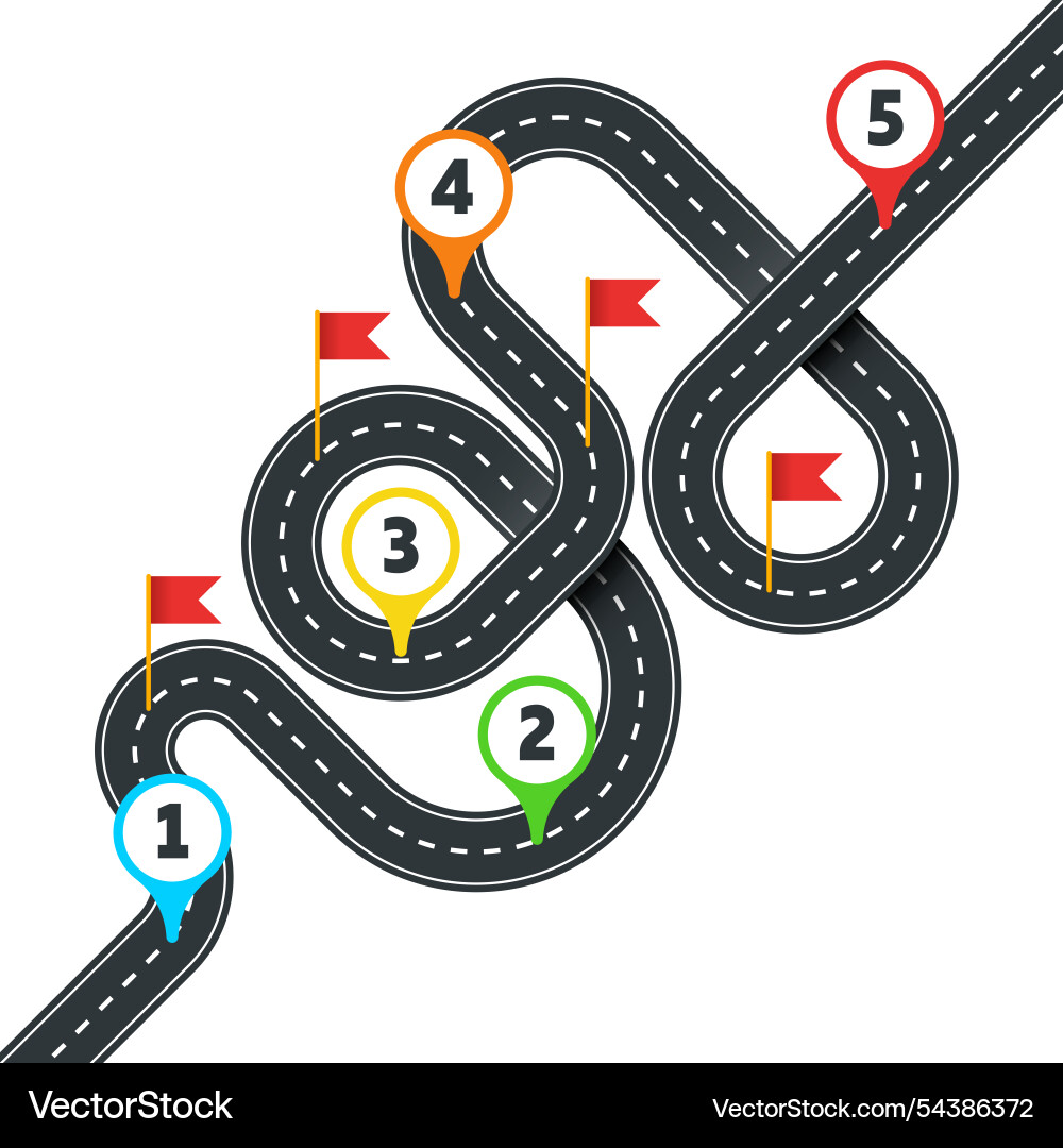 Route infographic template with flag pointers Vector Image