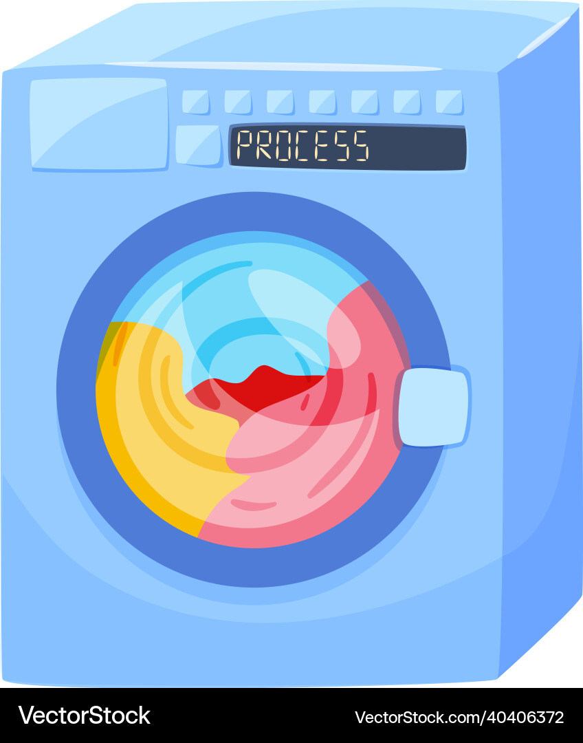 Running washing machine composition Royalty Free Vector