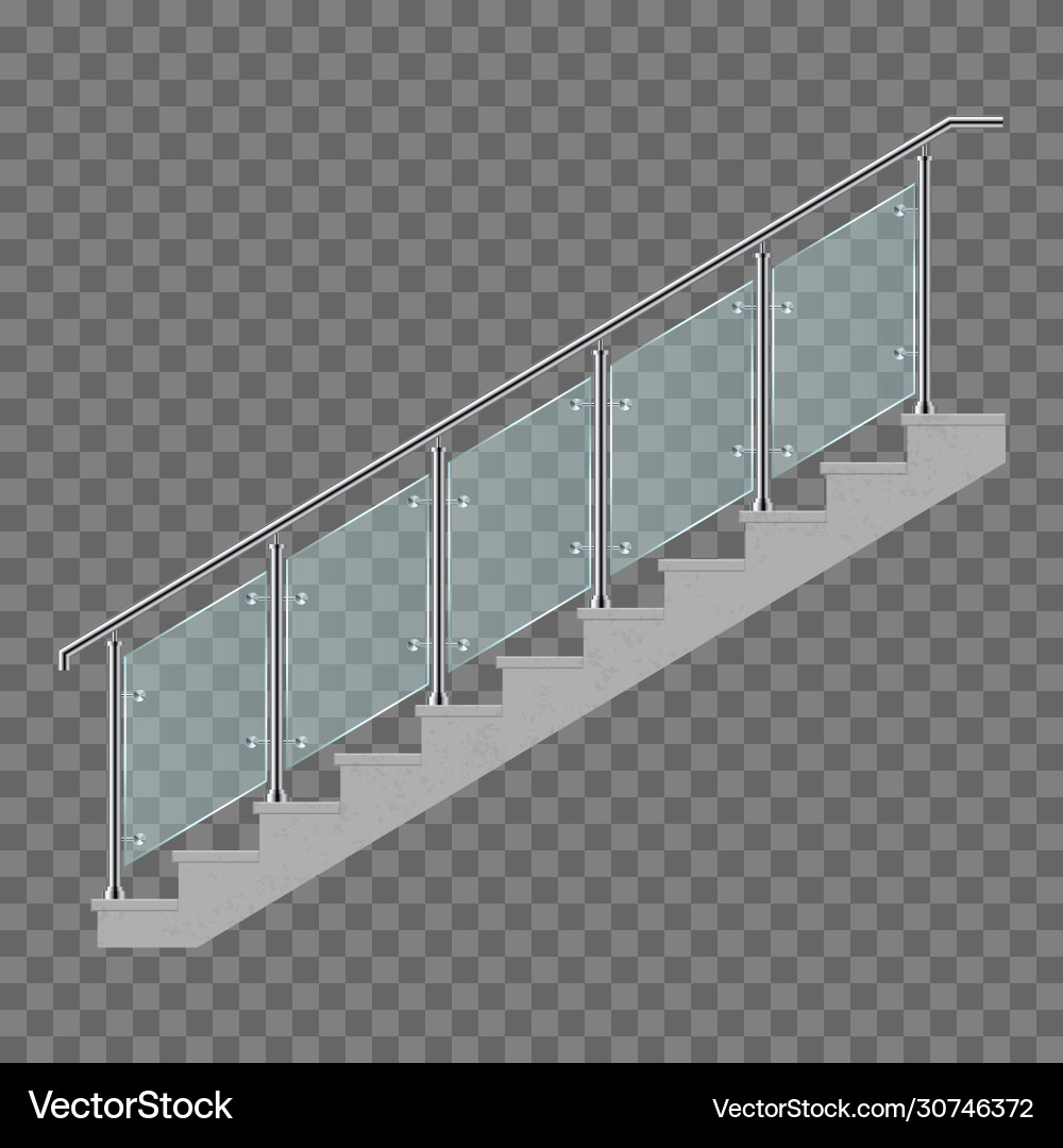 Stairs with glass railing isolated Royalty Free Vector Image