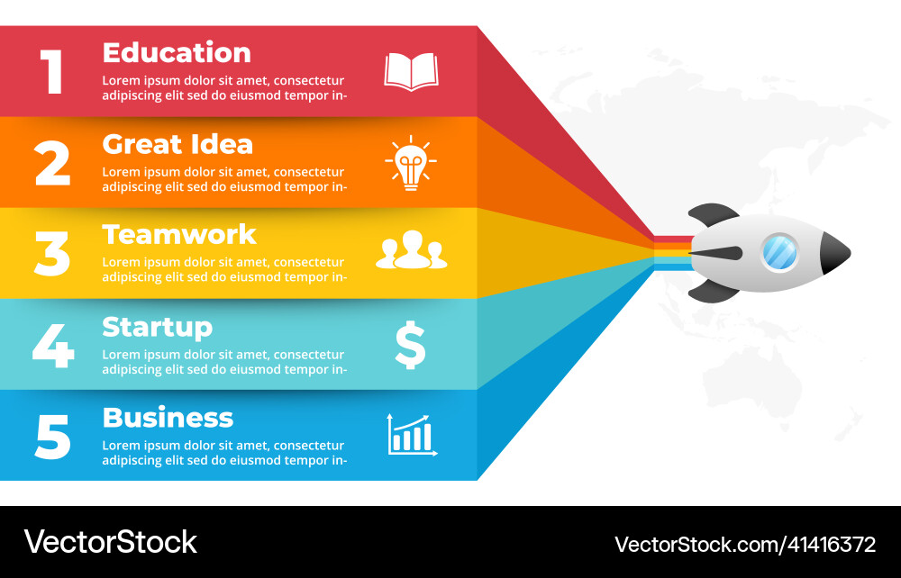 Startup infographic rocket launch Royalty Free Vector Image