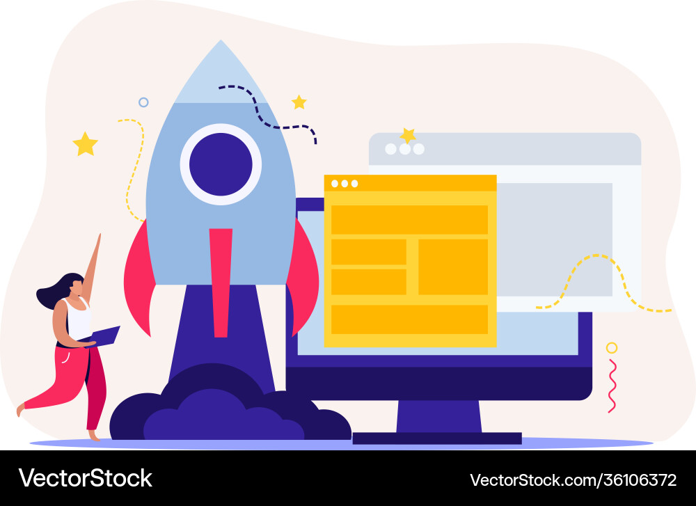 Startup rocket launch background Royalty Free Vector Image