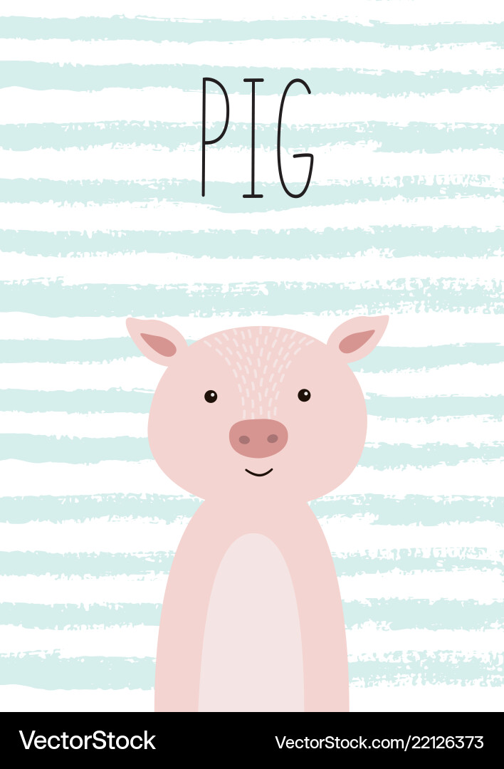 Adorable Cartoon Pig Poster Royalty Free Vector Image