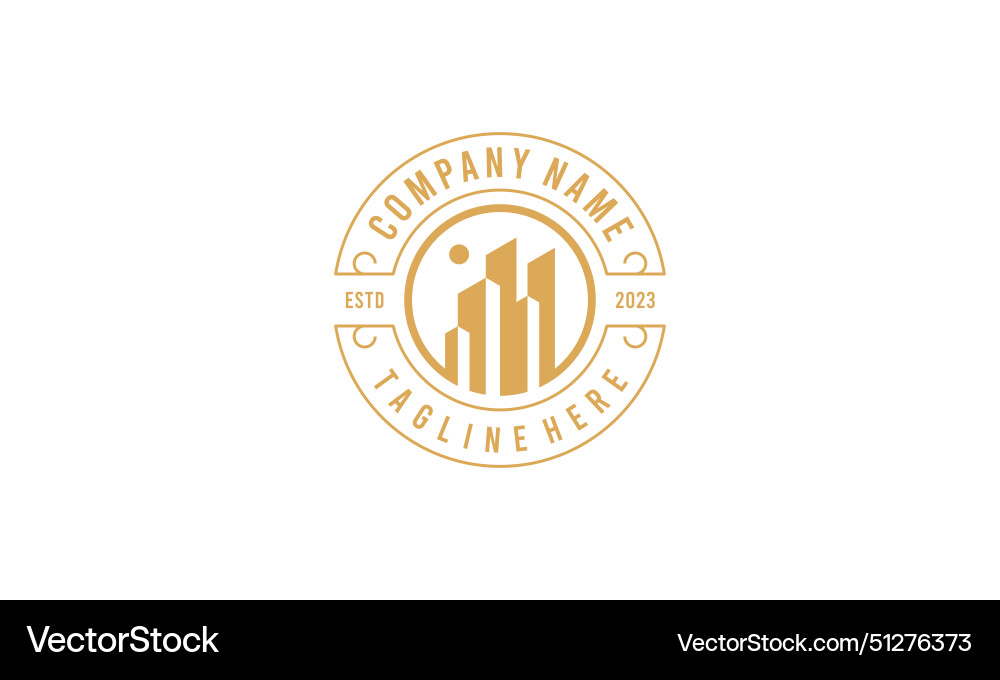 Building logo with circle design template Vector Image