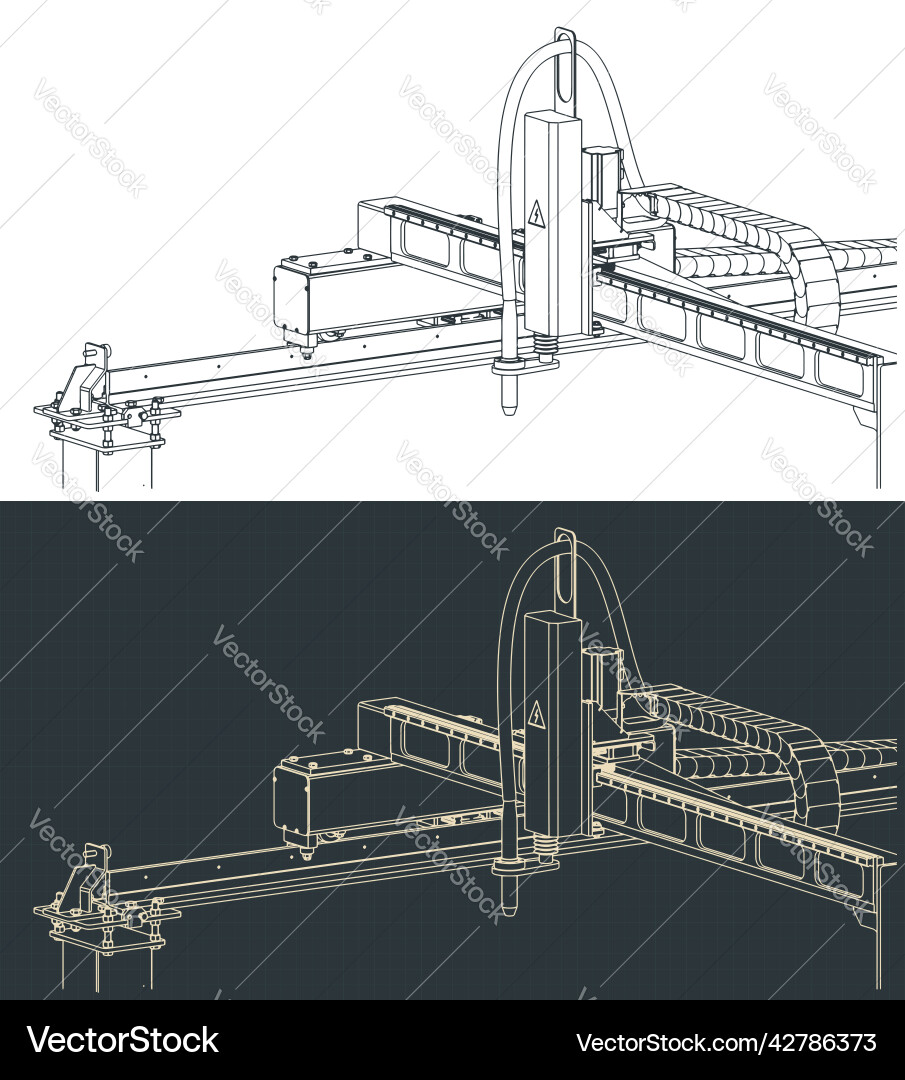Cnc plasma cutting machine drawing Royalty Free Vector Image