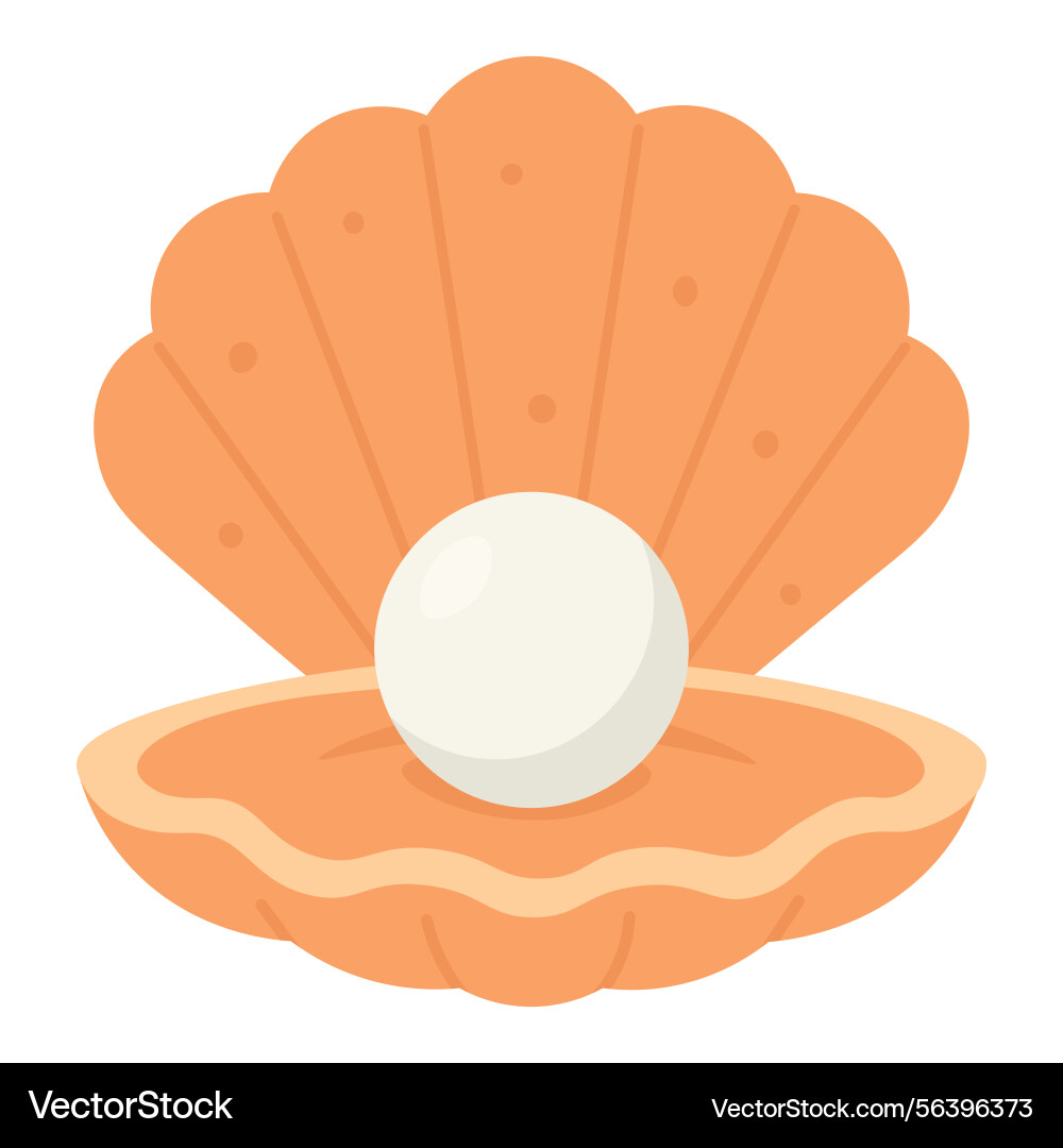 Cute cartoon seashell with white pearl Royalty Free Vector