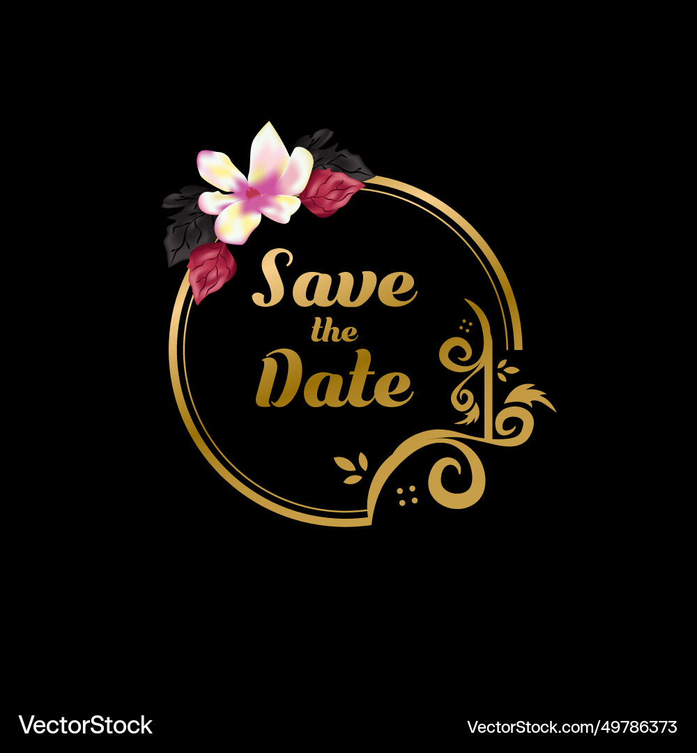 Gold frame wedding with realistic floral design Vector Image
